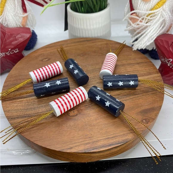 Holiday | New Set Of 8 Mini Wood 4th Of July Stars Stripes Red White ...